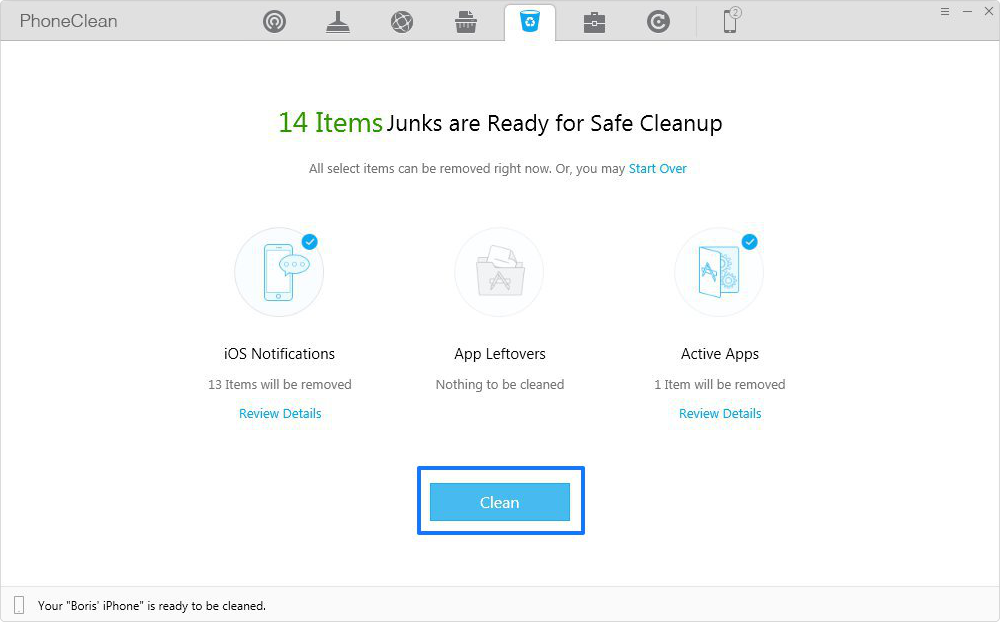 PhoneClean Online Guide –System Clean